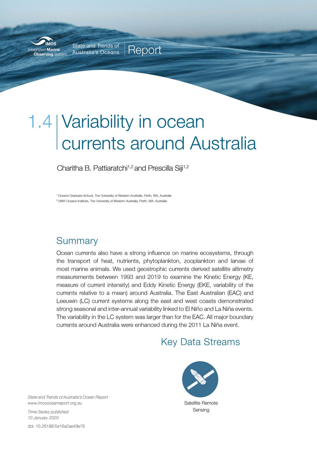 1.4. Variability in ocean currents around Australia – IMOS Ocean Report